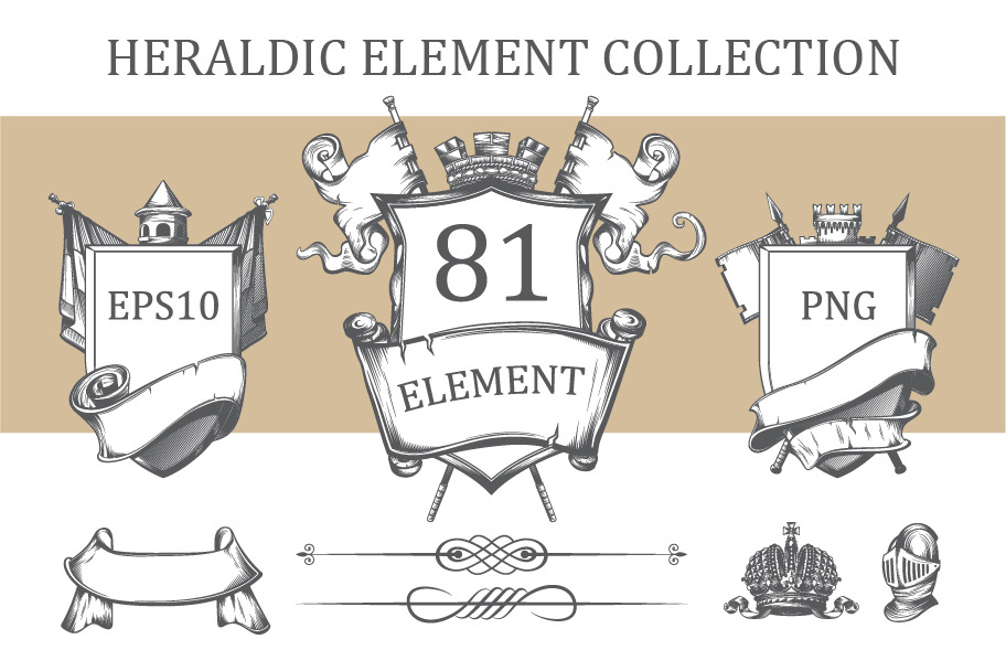 Heraldic element collection, a Decorative Illustration by MaximGertsen