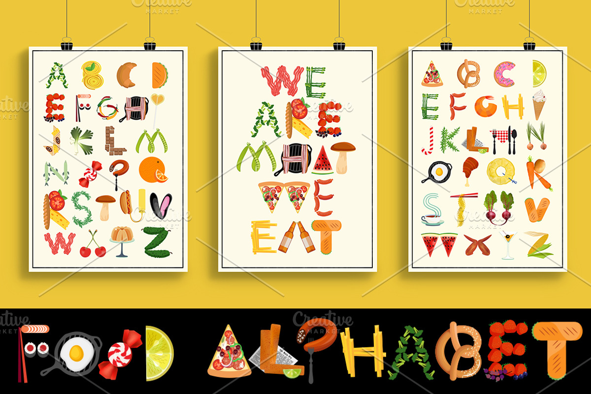 Food Alphabet., a Food Illustration by Moloko88
