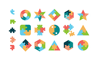 Puzzle. Jigsaw pieces various geomet | Background Graphics ~ Creative ...