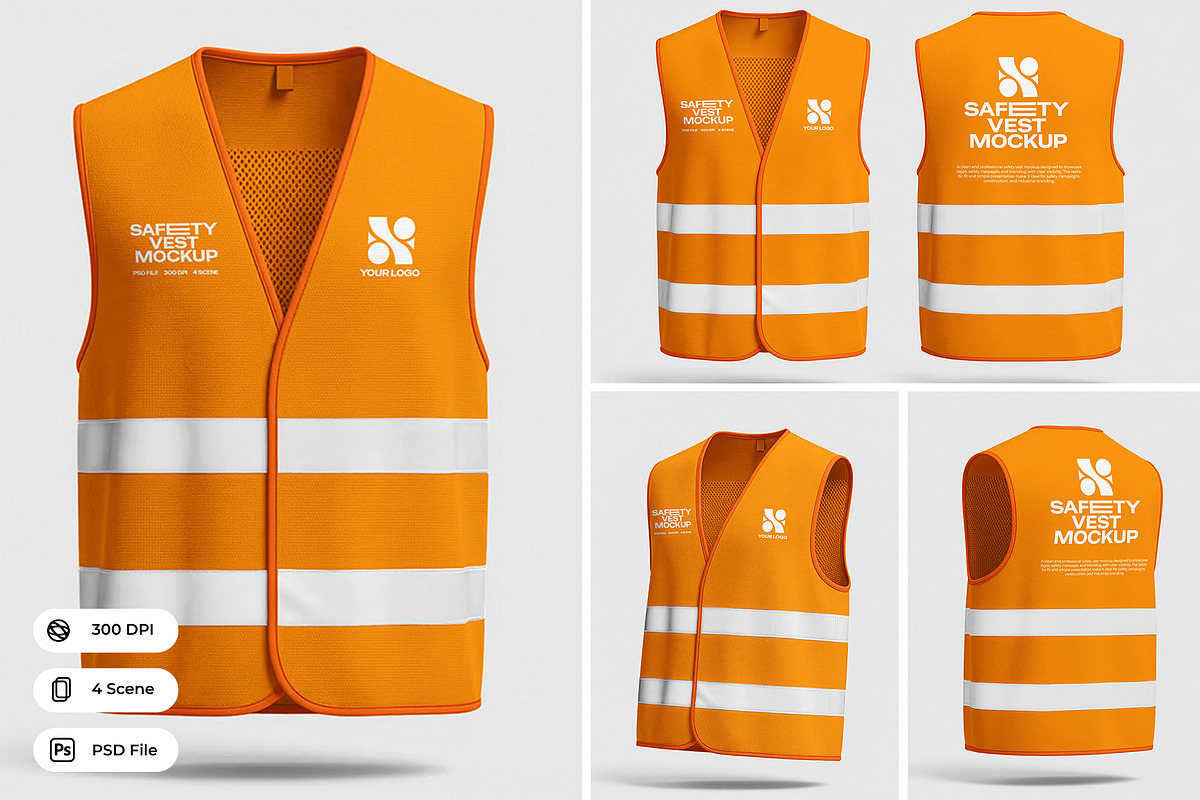 Safety Vest Mockup, an Apparel Mockup by Nathatype