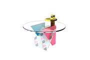 Memphis table with glass tabletop, an Architecture Photo by Larser