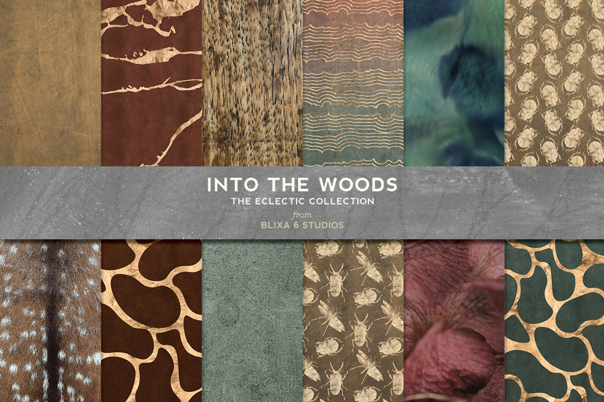 36 Woodland Gold Patterns & Textures, a Pattern Graphic by Blixa 6 Studios