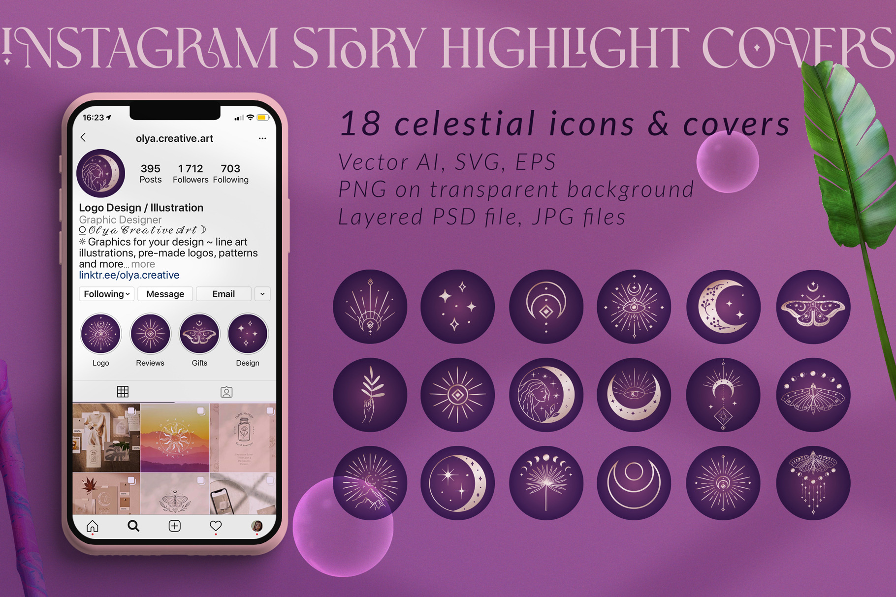 Instagram Story Highlight Covers, a Social Media Template by Olya Creative
