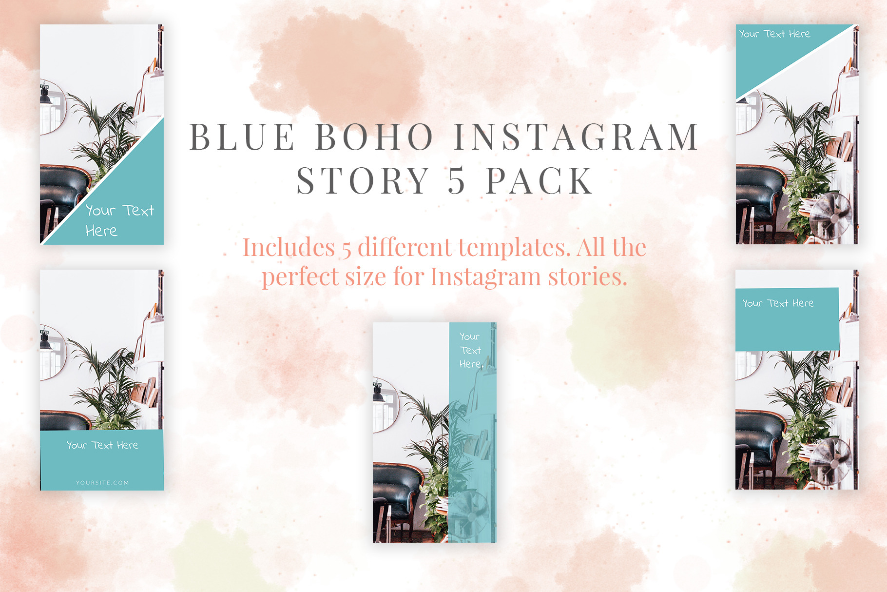 Blue Boho Instagram Story Templates, a Social Media Template by Soul+Code