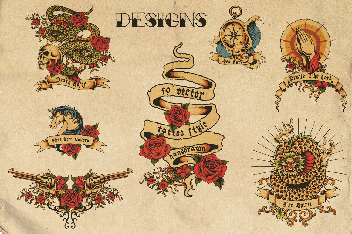 65 VectorTattooStyle-Handdrawn Vol.3, an Illustration by NStudio