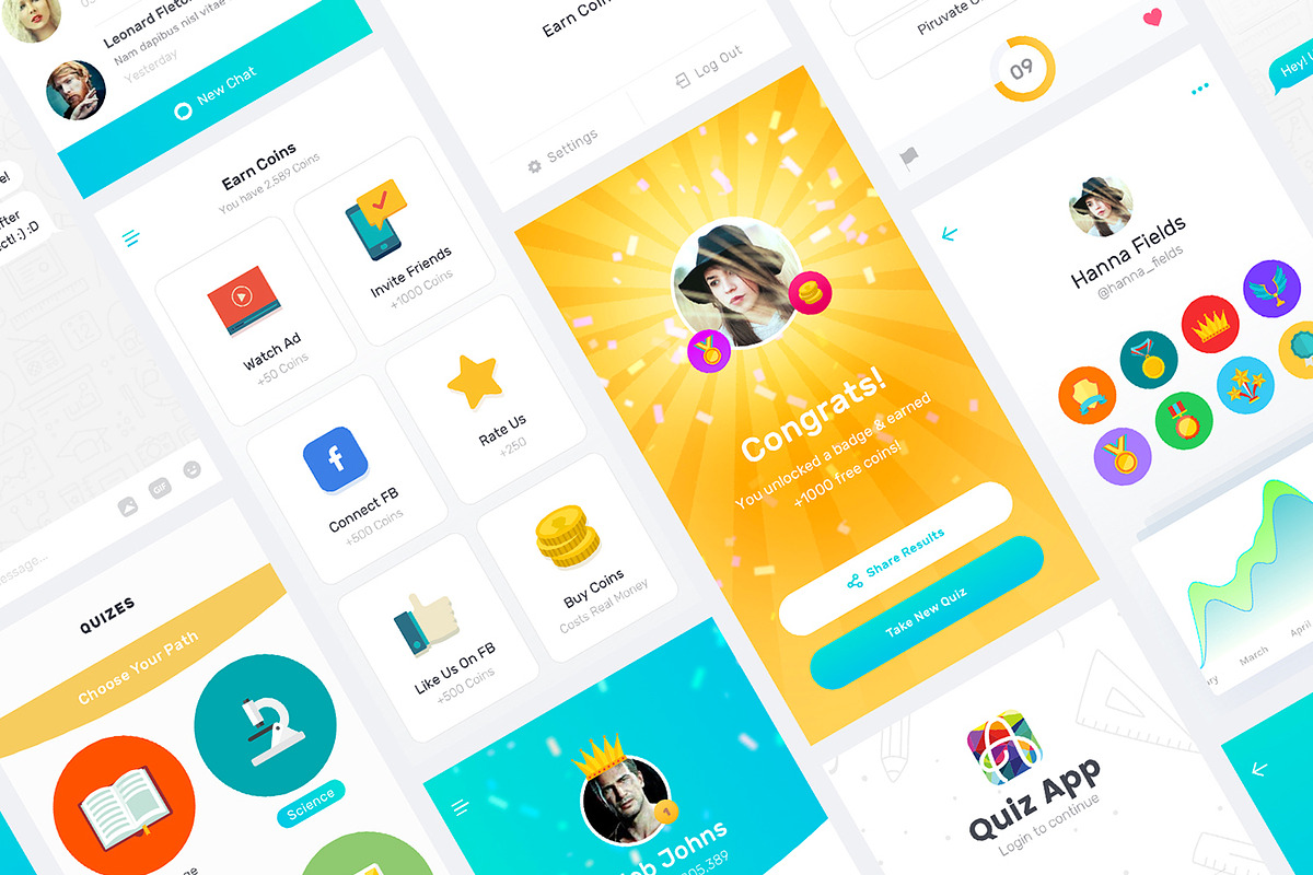 Quiz App - Mobile Trivia Game UI Kit, an UI Kit Template by Nimart