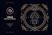 Thin line zodiac label - Virgo, an Object Graphic by painterr
