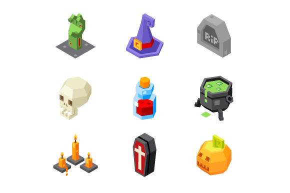 Halloween Isometric Icons Set, an Icon by Meiluns shop
