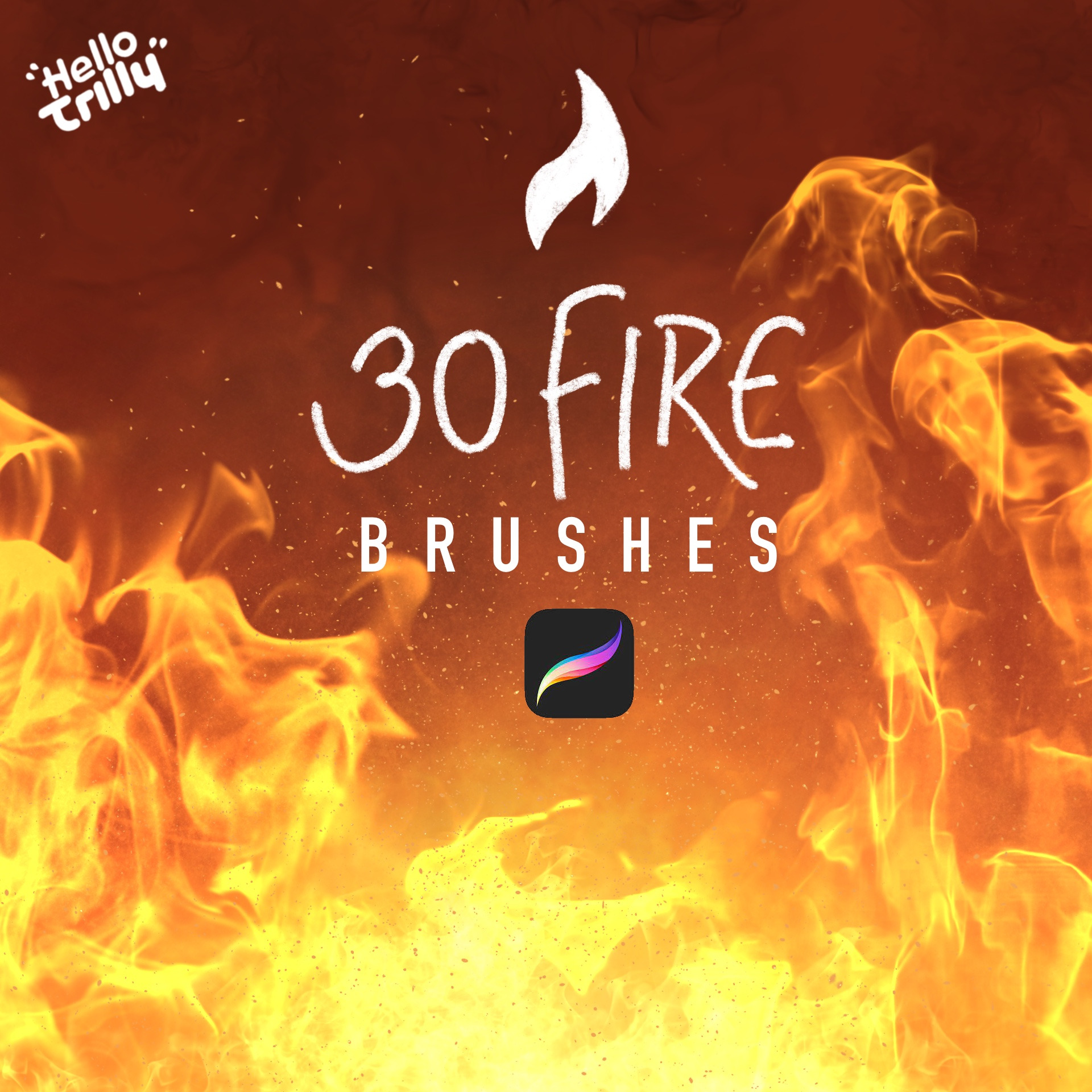 30 Fire brushes for Procreate!, a Pattern Graphic by Hello Trilly