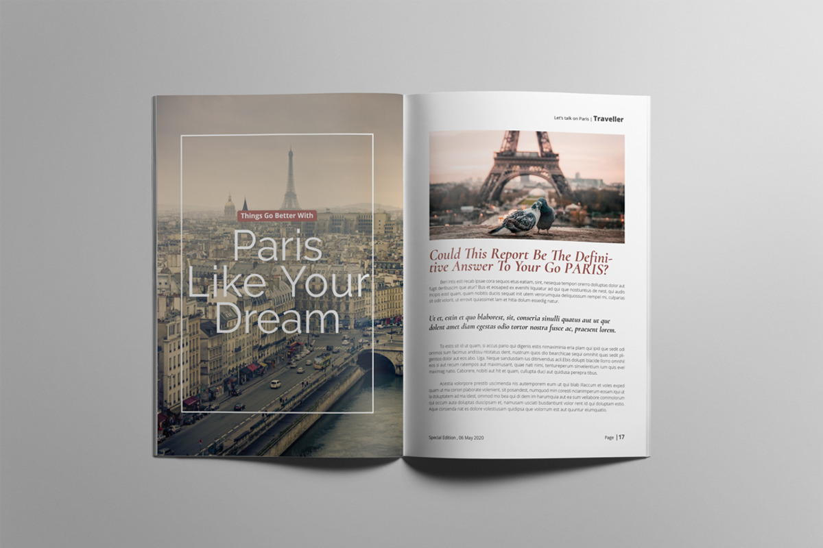 Travel Magazine Layout, a Magazine Template by Swayang