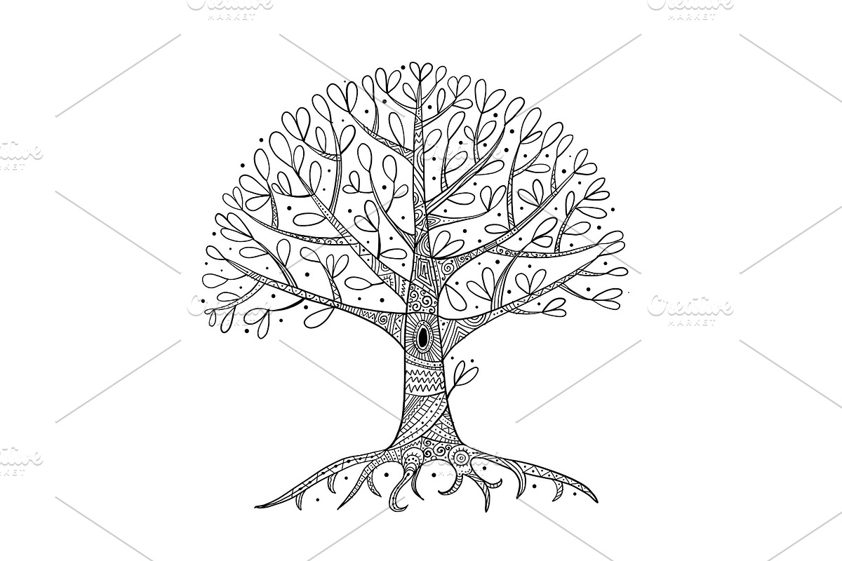 Tree with roots for your design, a Decorative Illustration by Kudryashka