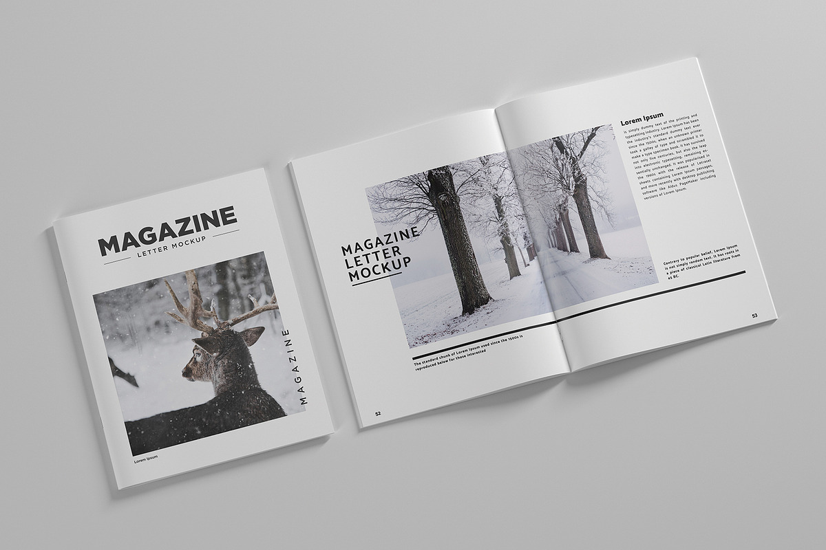 Us Letter Magazine Mockup, a Print Template by AlkStudio
