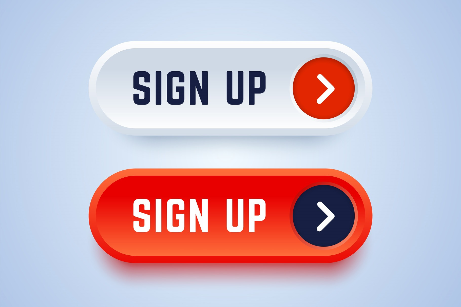 Sign up buttons in 3d style with, an Illustration by zanimanski