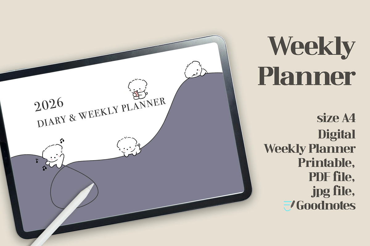 2026 weekly planner, a Print Template by dott