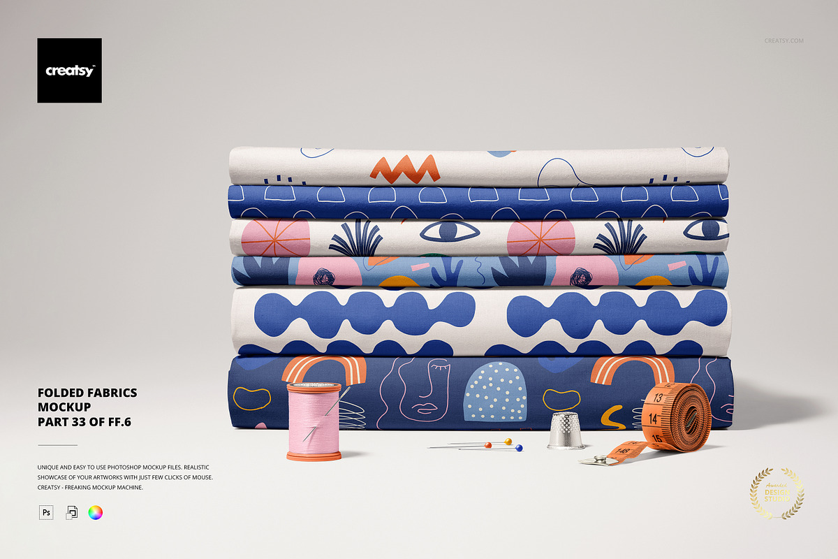 Folded Fabrics Mockup (33FF v.6), a Product Mockup by creatsy5