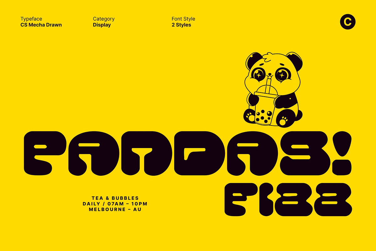 CS Mecha Drawn–Y2K Bubble Display Font