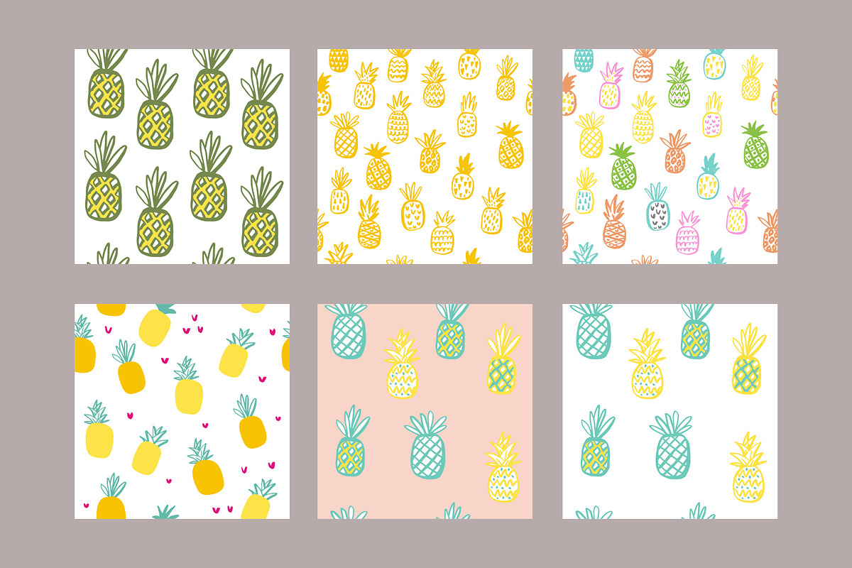 Pineapple poster, cards, patterns, a Decorative Illustration by Barkova ...