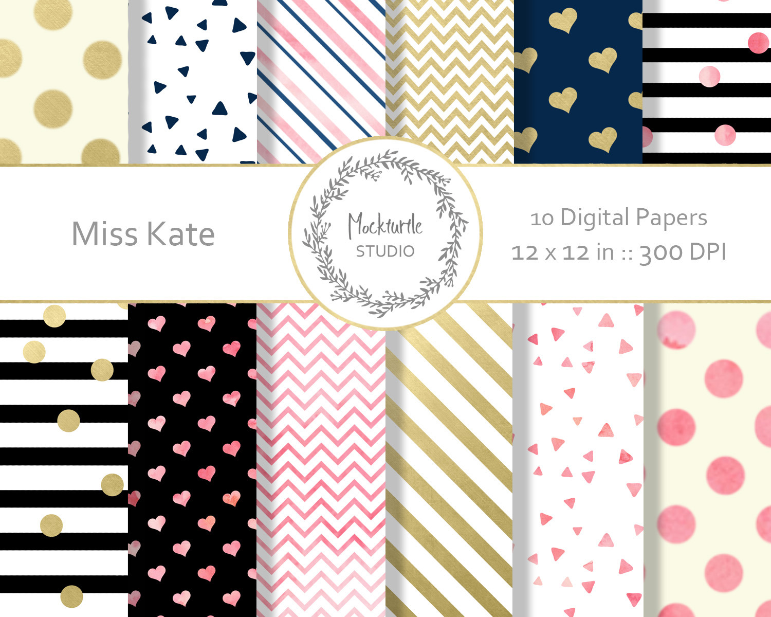 Modern Chic digital paper, a Pattern Graphic by MockTurtleStudio