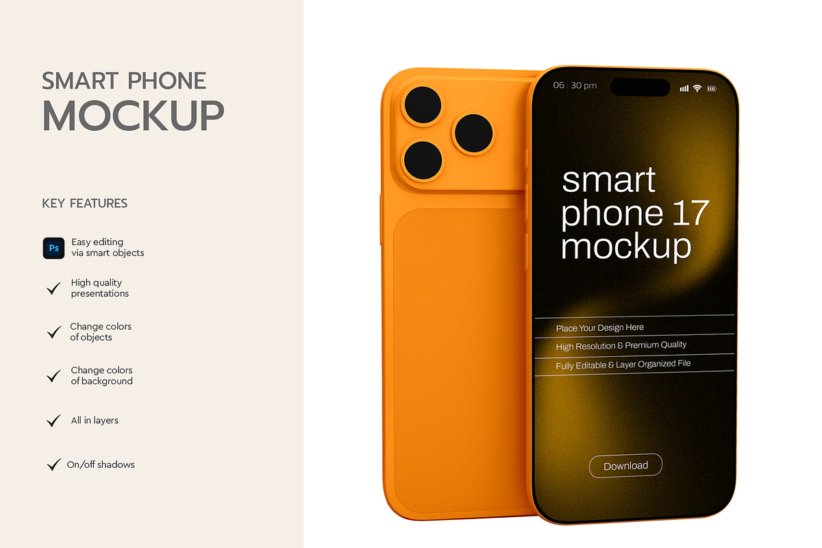 Smartphone Mockup for App UI Designs