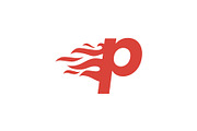 p letter lowercase fire flame hot, a Branding & Logo Template by vastard