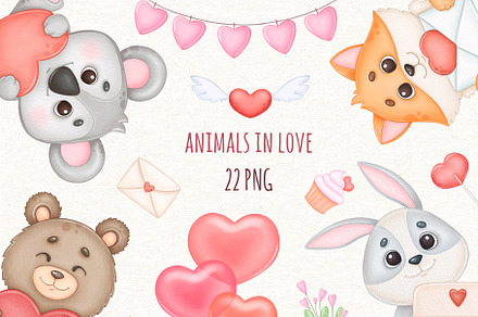 Valentine's day clipart bundle | Animal Illustrations ~ Creative Market