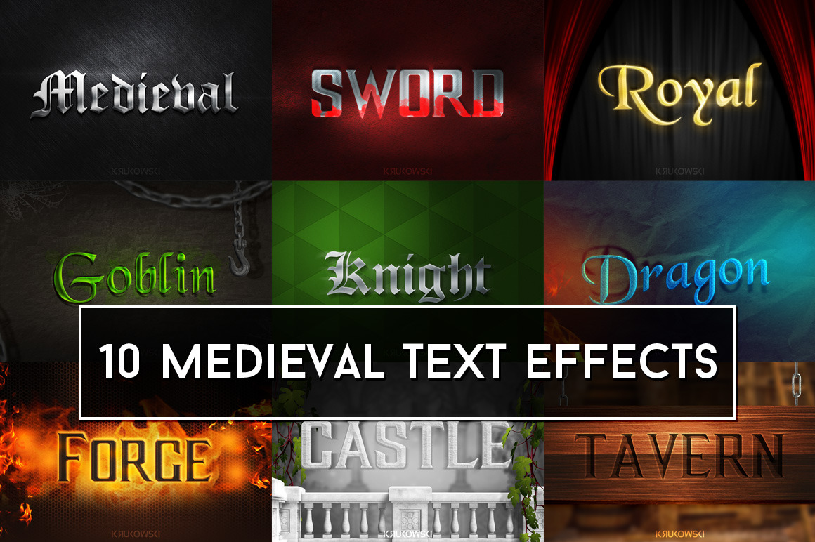 Medieval Text Effects, a Product Mockup by Krukowski Graphics