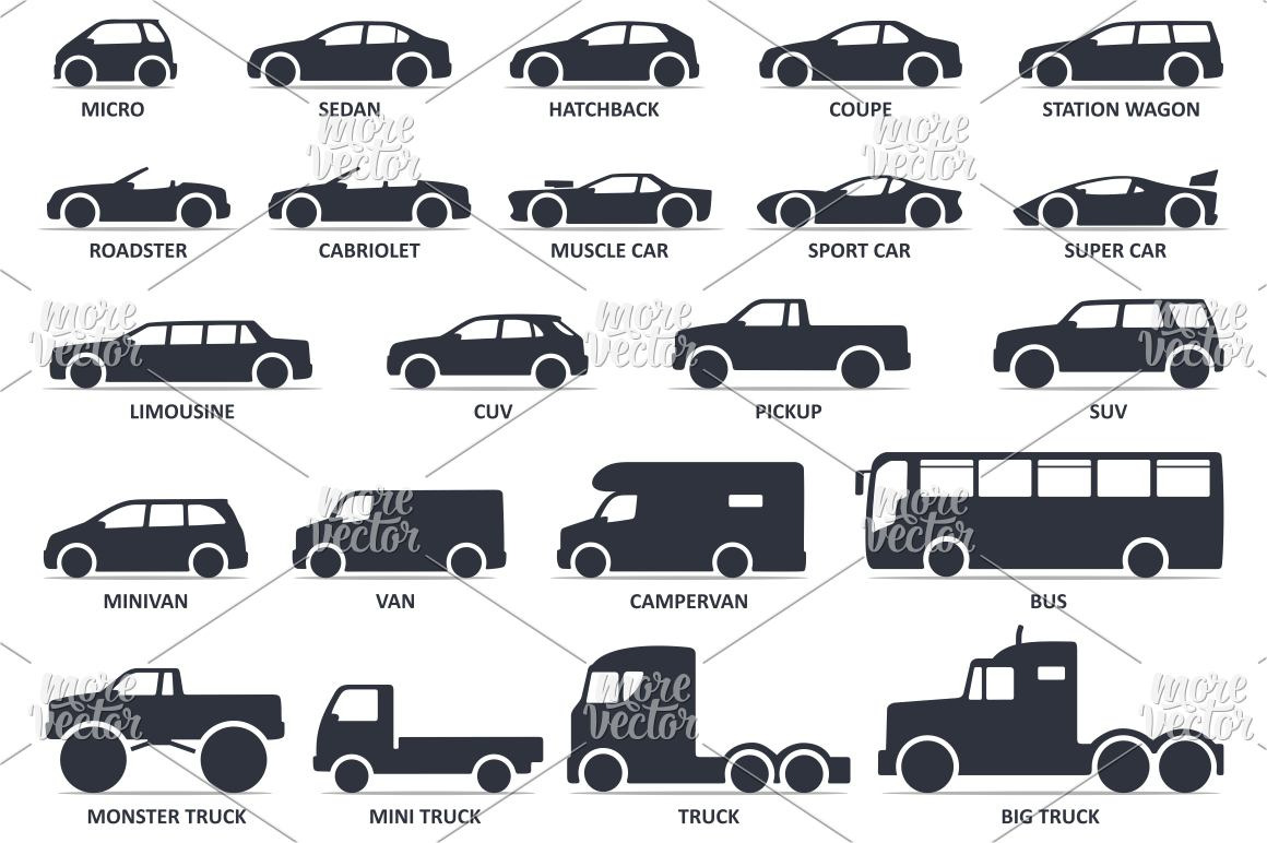 Car Type and Model Objects icons Set, an Icon by MoreVector