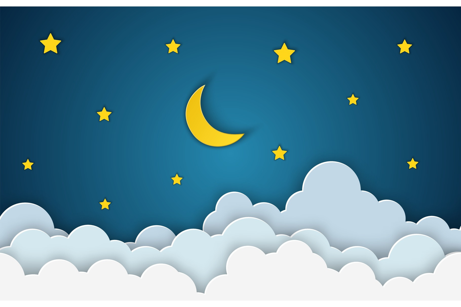 Paper art moon,, an Illustration by ModVector