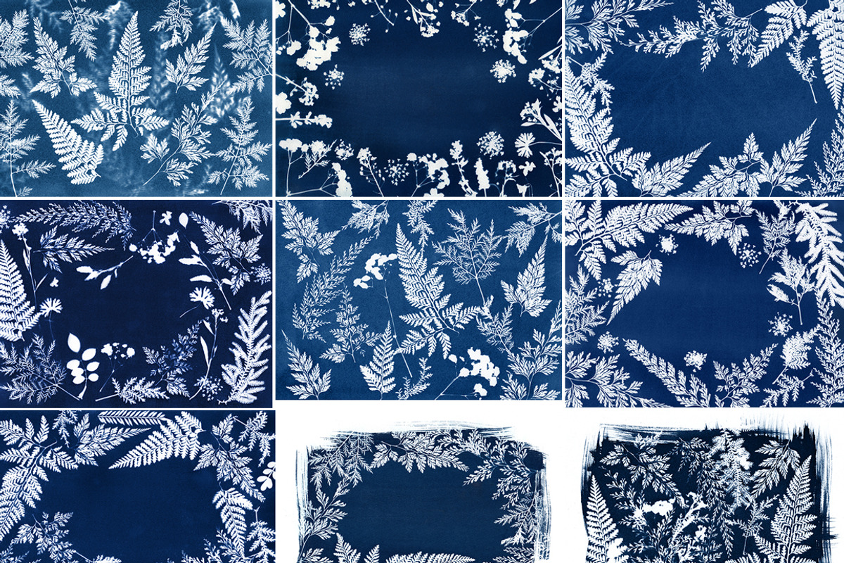 Cyanotype process Floral pattern, a Pattern Graphic by vetre.antanaviciute