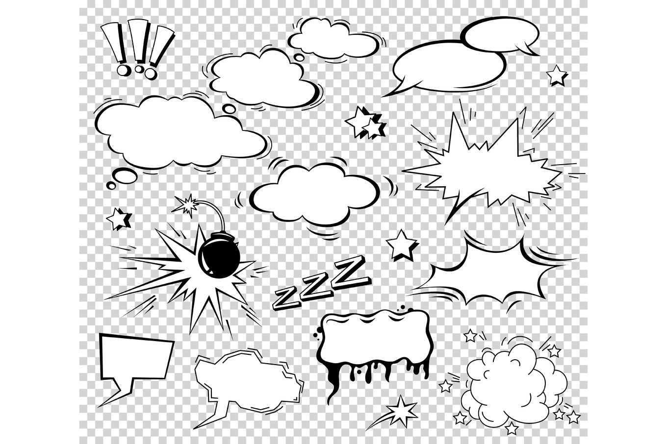 Sound effect set design for comic book. Comic Book Bang cloud, pow ...