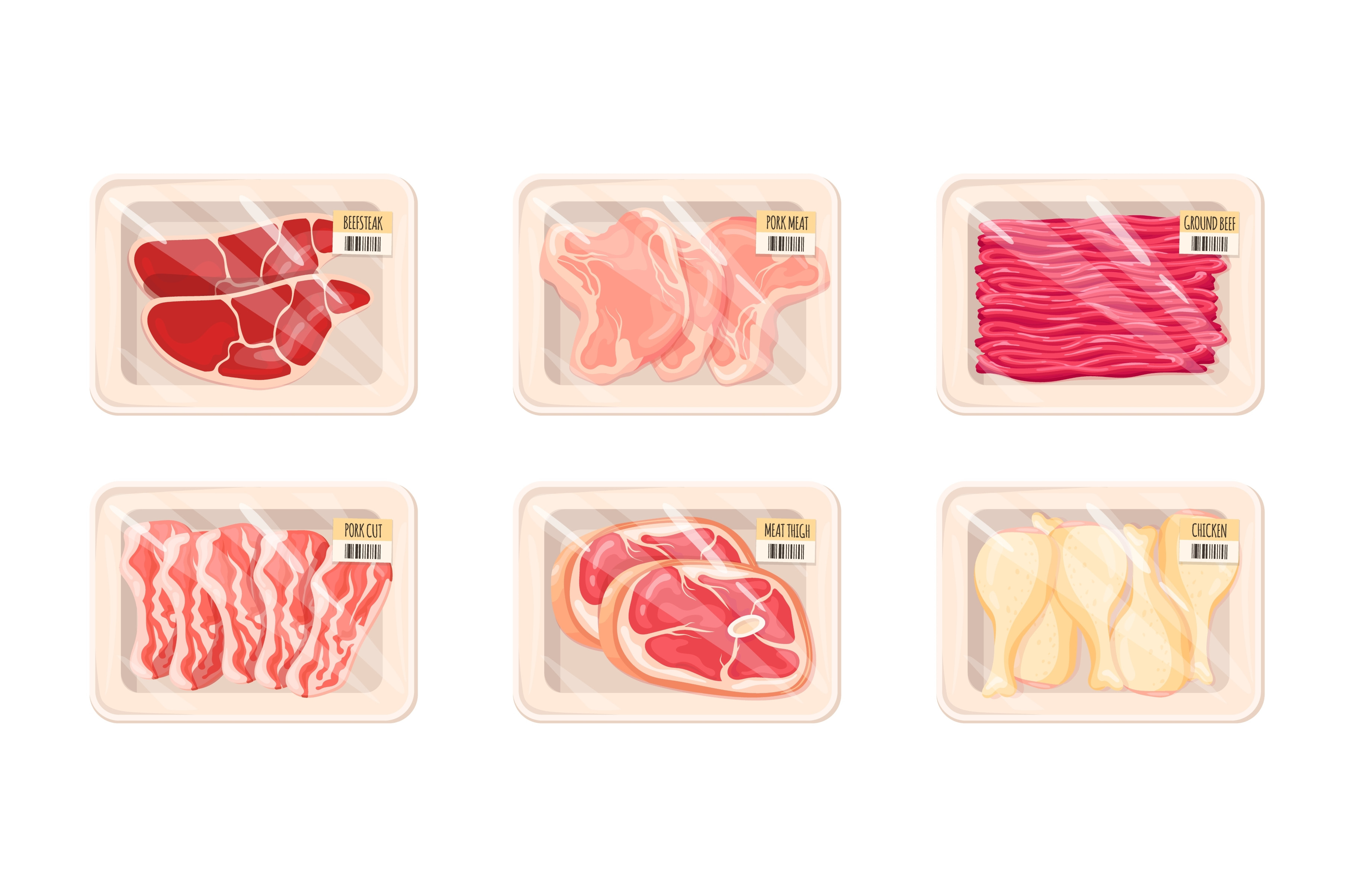 Raw meat packaging. Packaged ground | Background Graphics ~ Creative Market