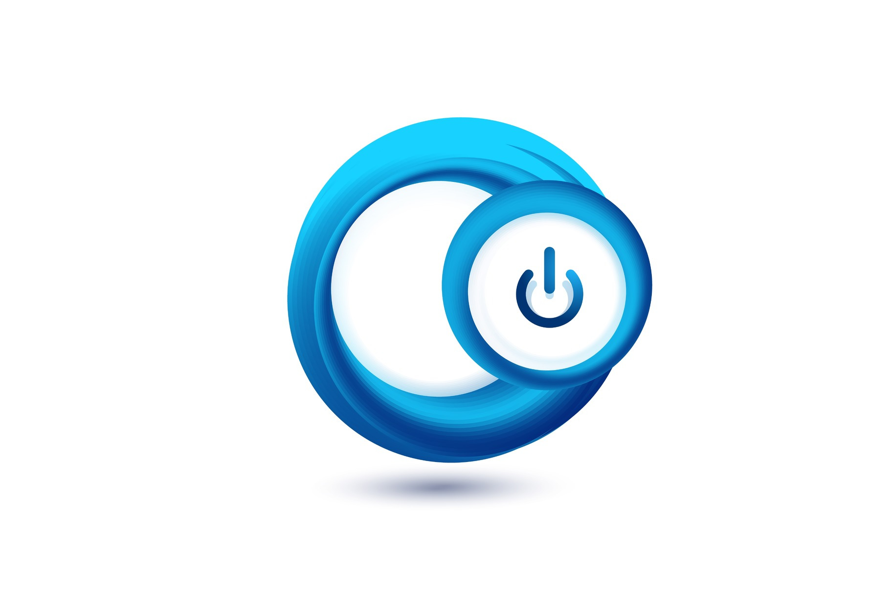 Glass transparent effect power start button, on off icon, vector UI or ...