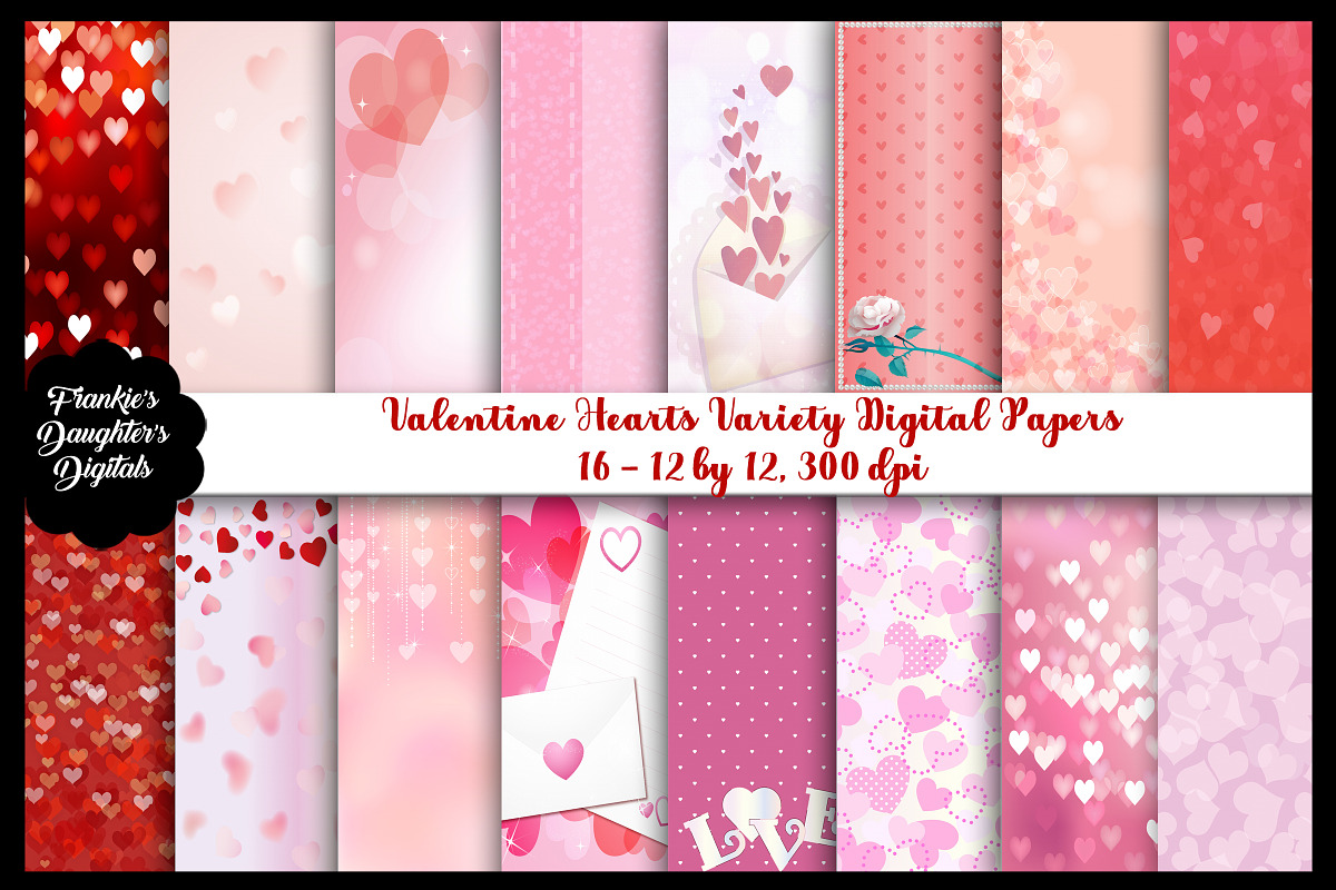 Valentine Hearts Variety Papers, a Pattern Graphic by ...