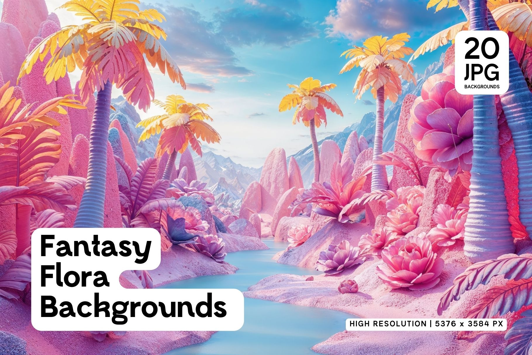 15 Fantasy Flora Pastel Backgrounds, a Background Graphic by HipFonts
