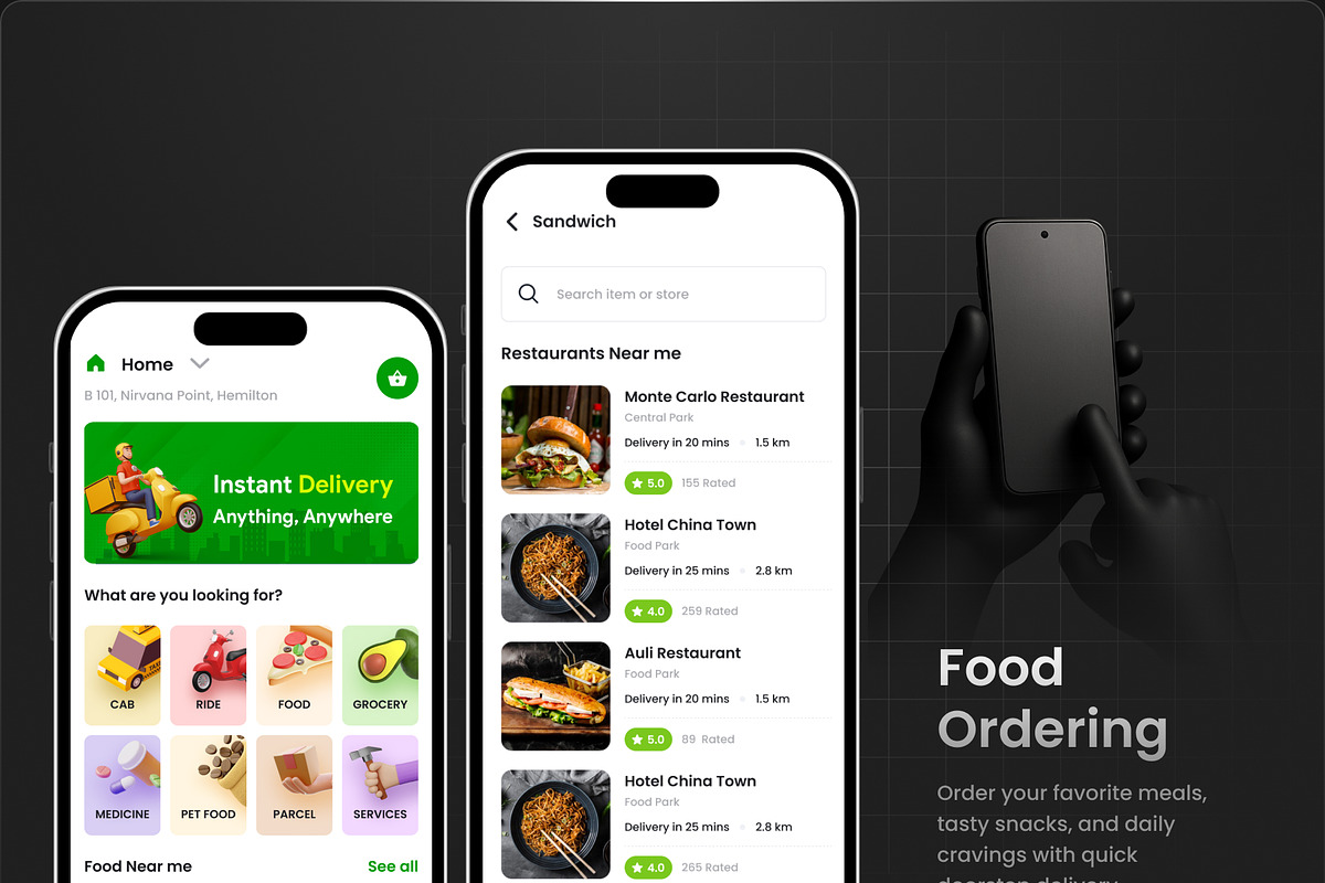 eCommerce & Ride Booking App |DeliGO, an UI Kit Template by Opus LabWorks