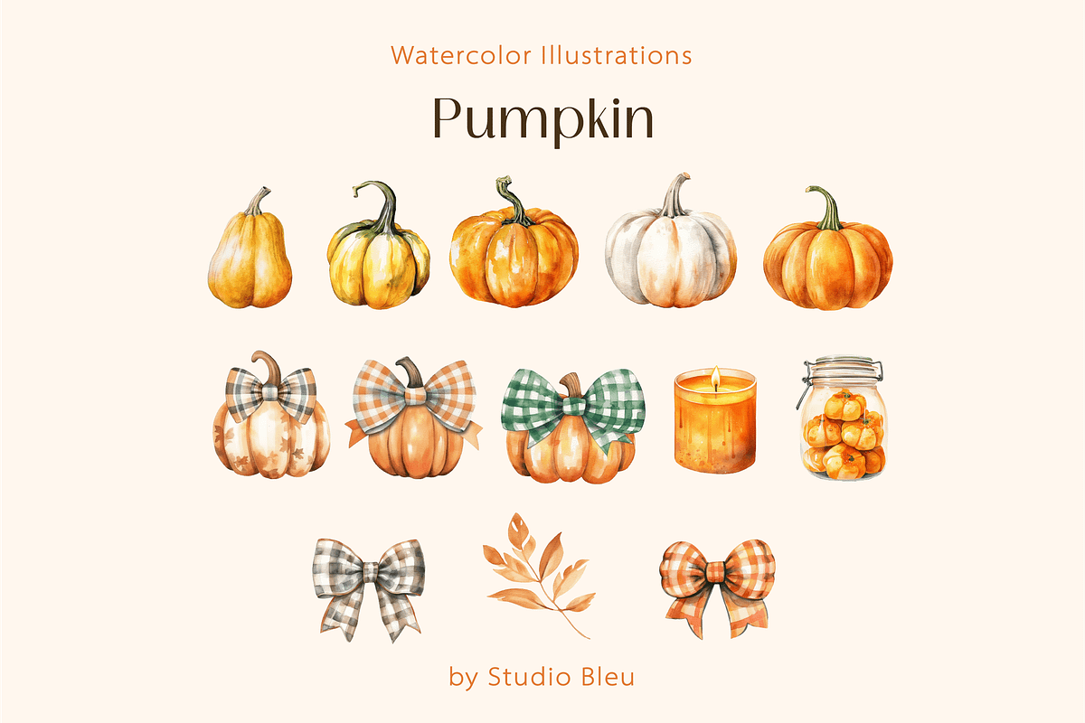 Pumpkin Spice Watercolor Clipart