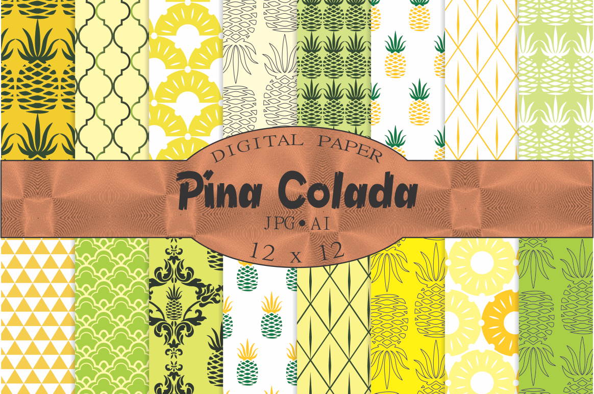 Pineapple patterns 'pina colada', a Pattern Graphic by Kiwi Fruit Punch