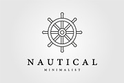nautical logo line art vector design