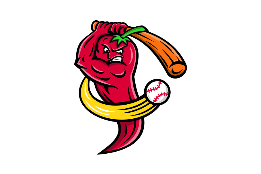 Red Chili Pepper Baseball Mascot, an Education Illustration by patrimonio