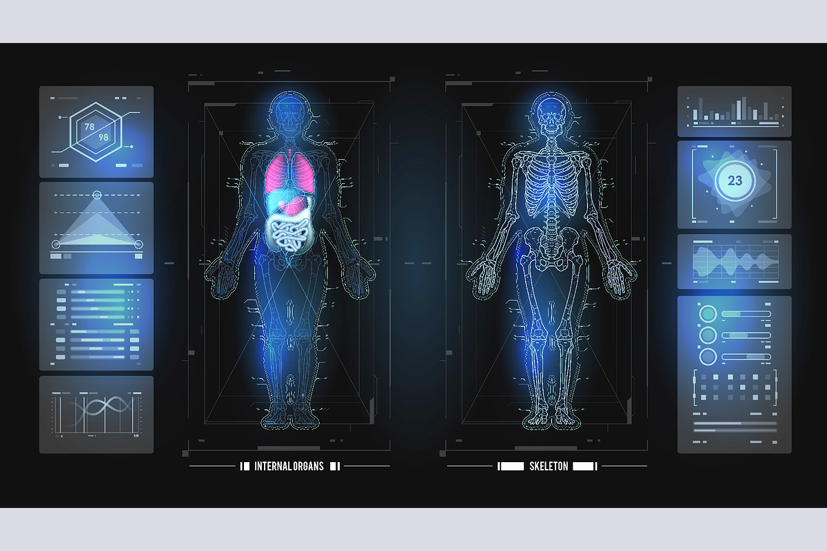 Human body HUD interface, a Technology Illustration by Andrew_Derr