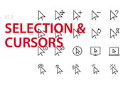 60 Selection & Cursors UI icons, an Outline Icon by Palau | Creative Market