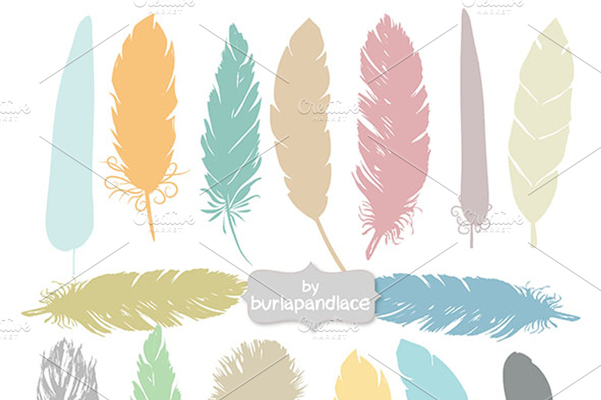 Hand Drawn Feather Aztec Clip Art, an Illustration by burlapandlace