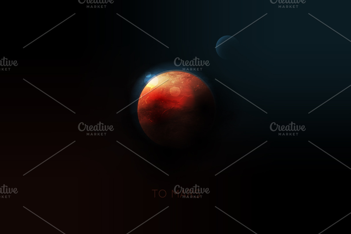 vector planet Mars in space, a Technology Illustration by fet