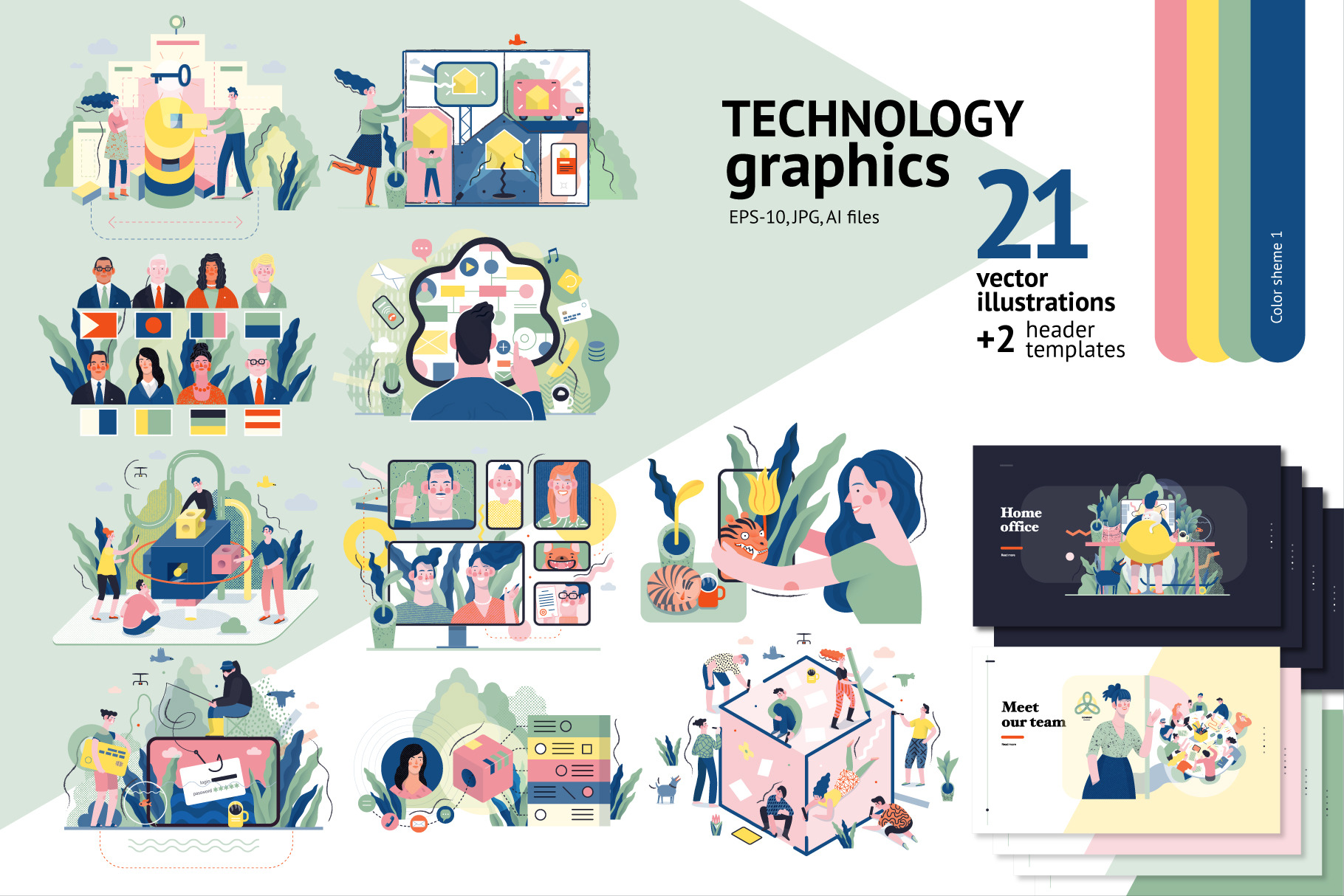 Technology graphics set, color 1, a Technology Illustration by Grivina ...