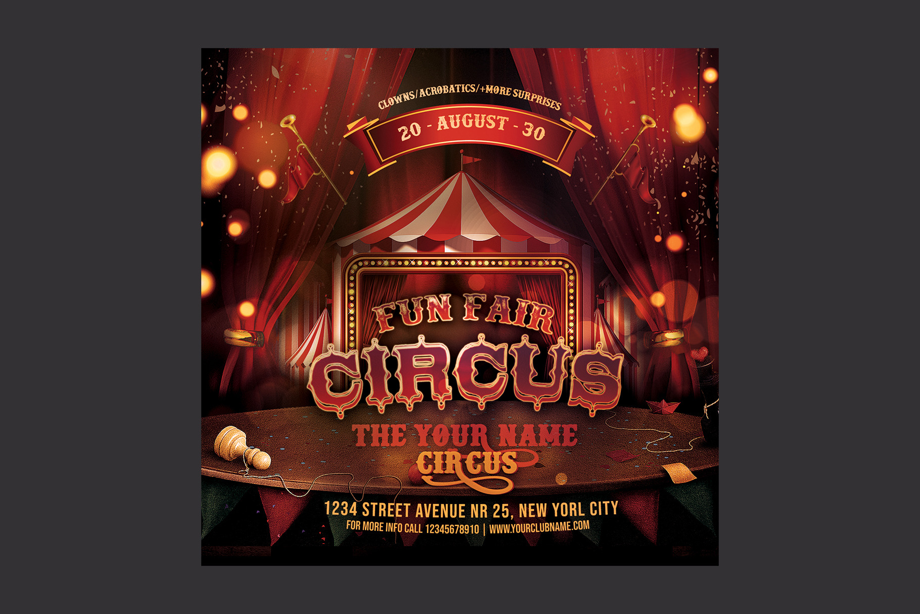 Circus Flyer, a Flyer Template by DSGraphicDesign | Creative Market