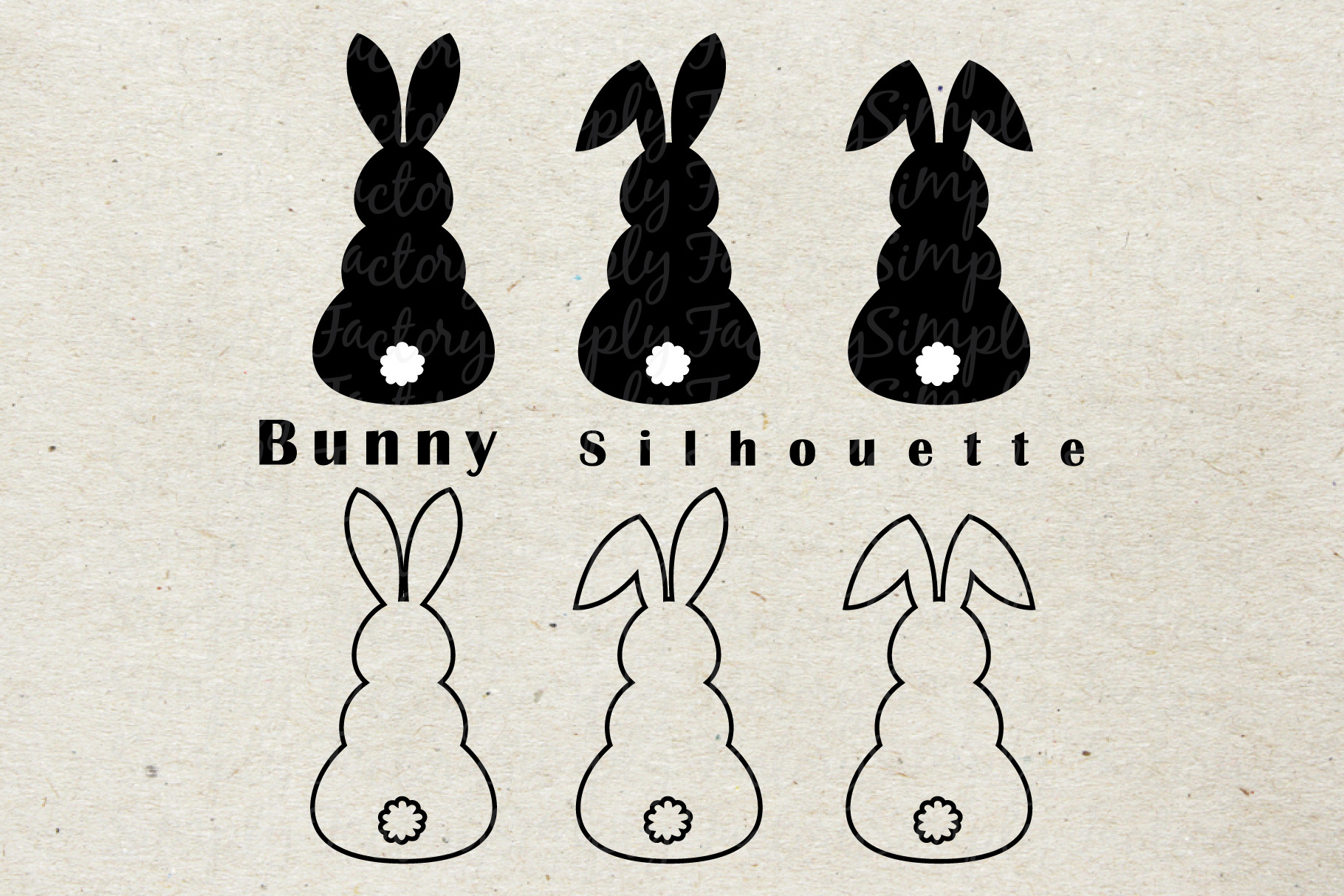Cute Bunny Silhouette Collection Set | Animal Illustrations ~ Creative ...