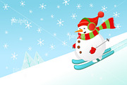 Skiing Snowman, a Sport Illustration by pinipin