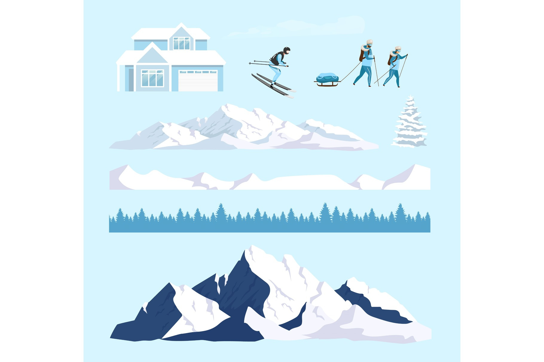 Winter nature cartoon objects set, a Decorative Illustration by IMG ...