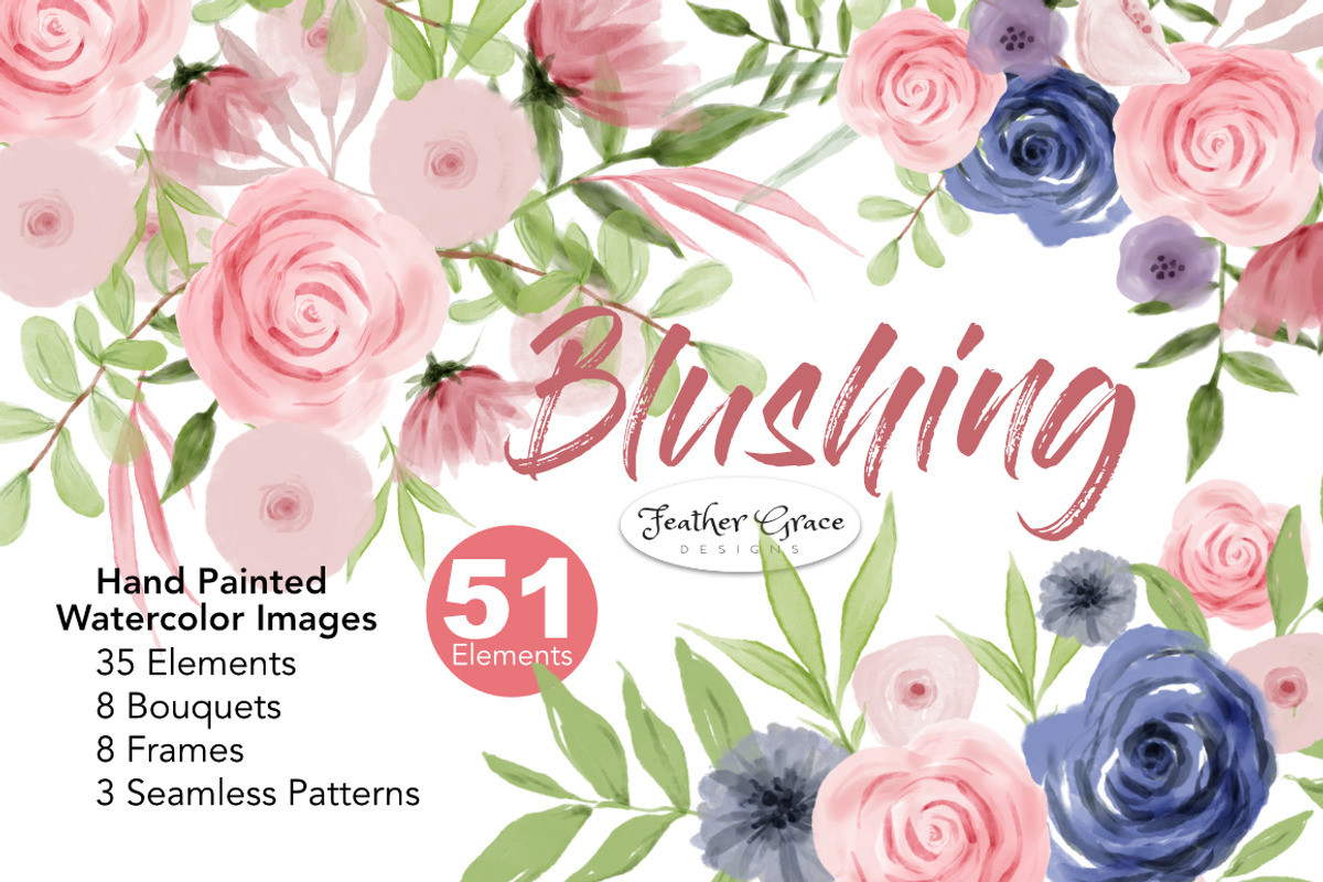 Watercolor Flower Clipart - Blushing, an Illustration by Feather Grace ...