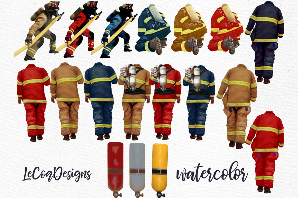 Firefighters clipart Fireman clipart, an Illustration by LeCoqDesign ...